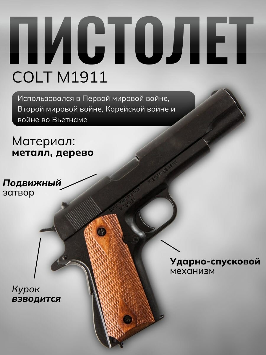 Макет сувенирного пистолета 8316 DENIX Colt M1911A1, США 1911 г
