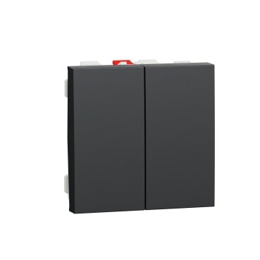 Выключатель на 2 модуля двухклавишный проходной Schneider Electric Unica Modular, на клеммах, антрацит
