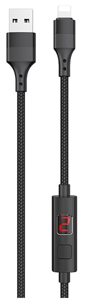 Кабель питания Hoco S13 Lightning, с дисплеем, 1.2 м, черный