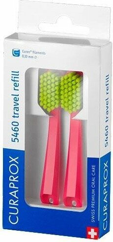 CURAPROX Сменные зубные щетки Curaprox CS 5460 Ultra Soft для дорожного набора, цвет ручки красный (2 шт.) Curaprox CS 5460 Ultra Soft Travel Refill Red 100ml