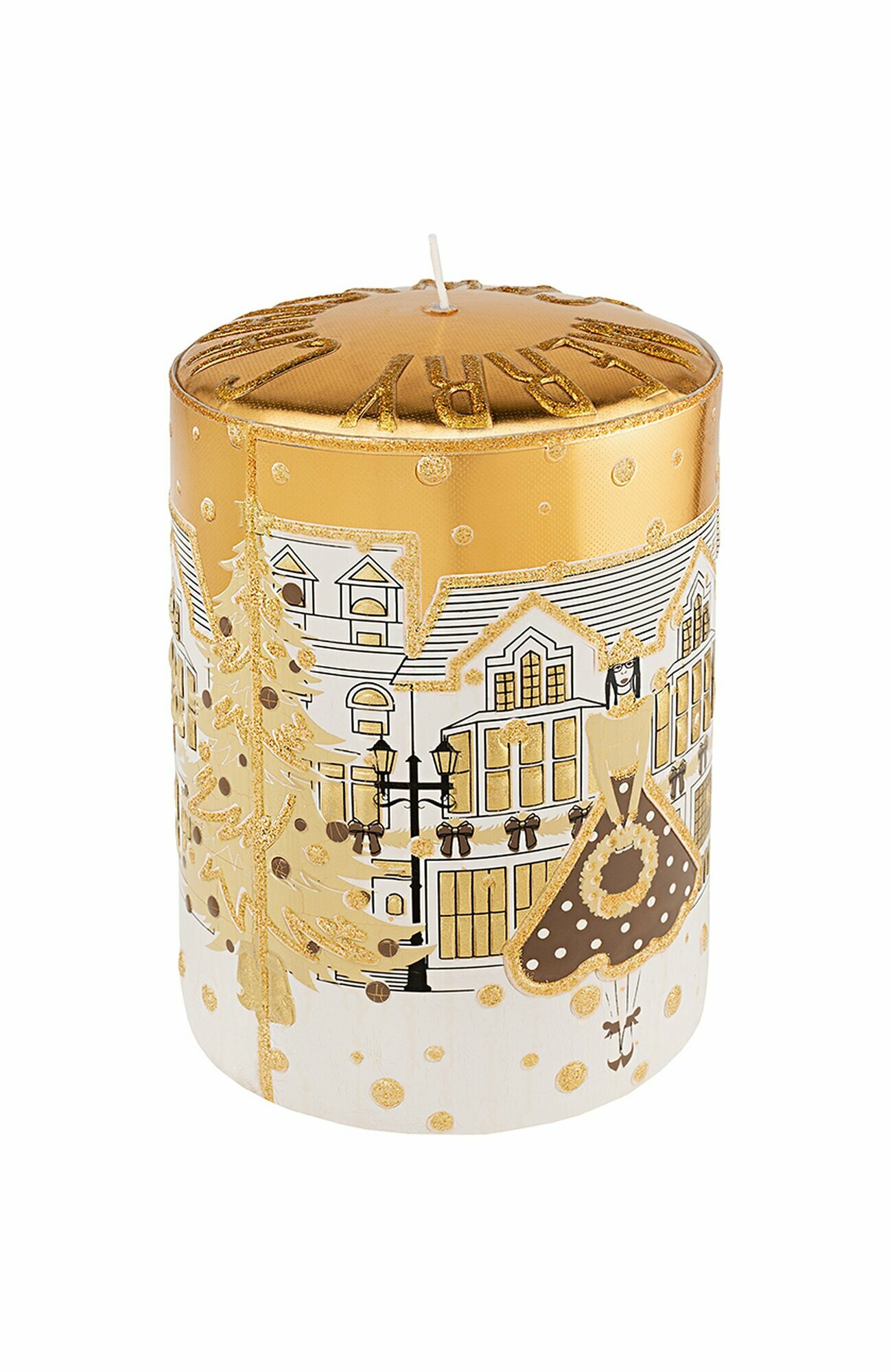 Интерьерная свеча Xmas Warm Gold (15x10cm) Pernici