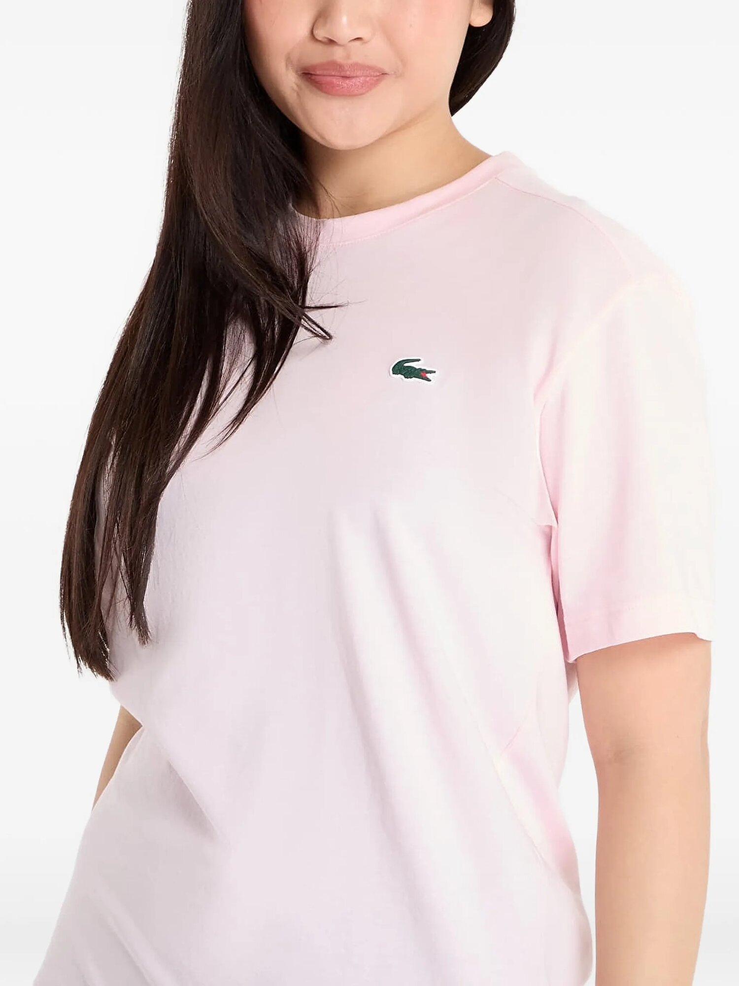 Футболка LACOSTE Logo-patch T-shirt, размер M, розовый — фото 1