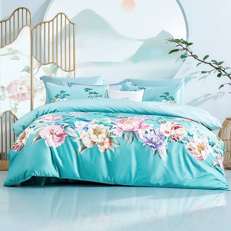 Комплект постельного белья Fuanna Home Textiles из 4 предметов, 60 нитей, из длинноволокнистого хлопка, сатин, класса