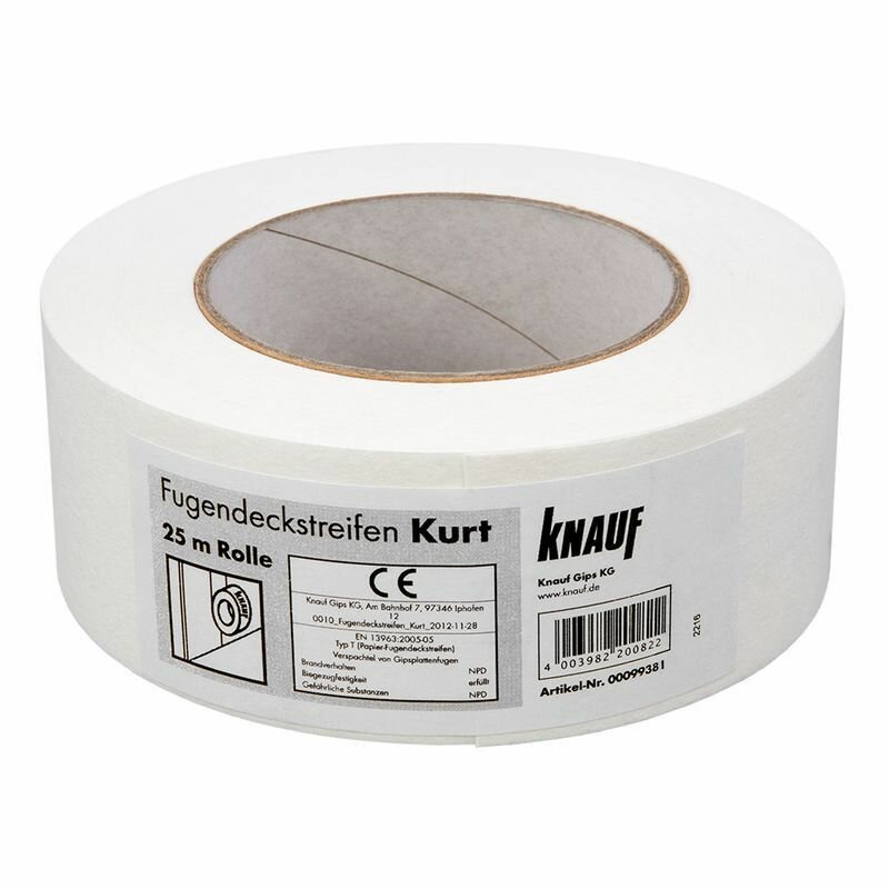 Лента армирующая KNAUF Бумажная, для стыков гипсокартона, 52 мм х 25 м