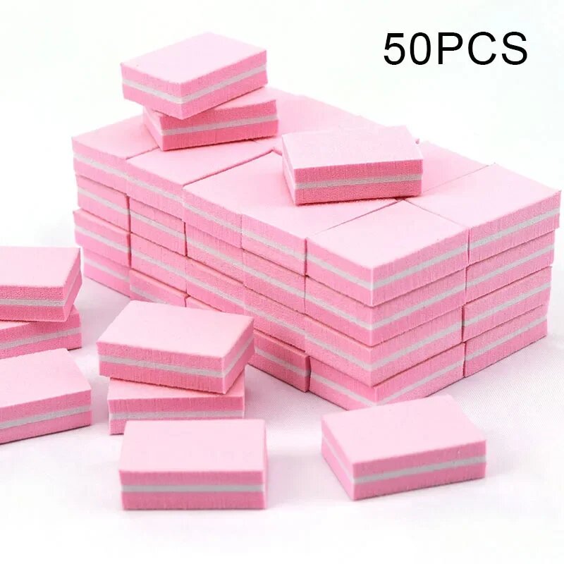 Профессиональный набор мини-бафов для маникюра 100/180 grit 50pc-rose red