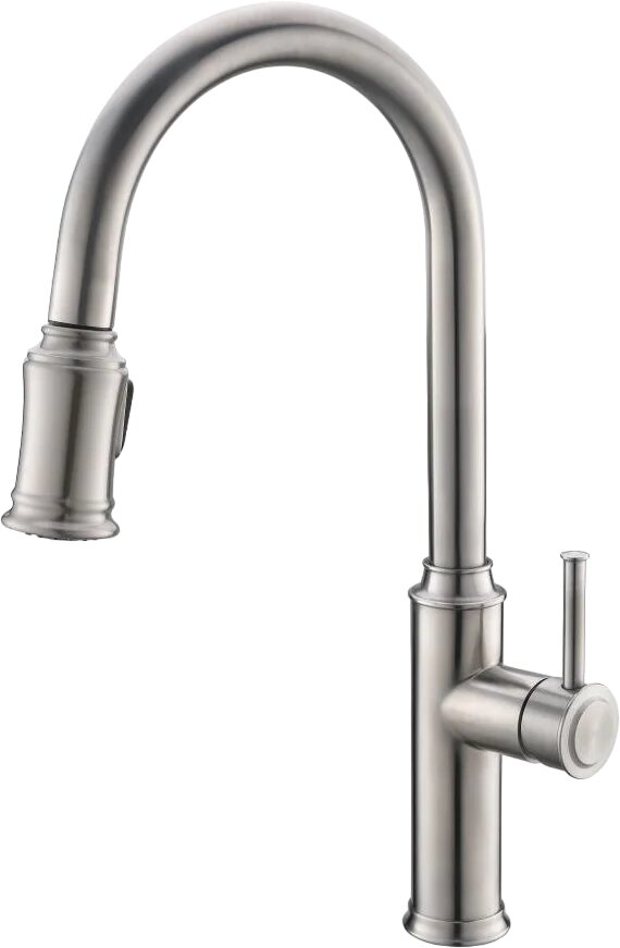Смеситель для кухни BelBagno BB-LAM58-IN с поворотным изливом, матовый, однорычажный, нержавеющая сталь, с керамическим картриджем