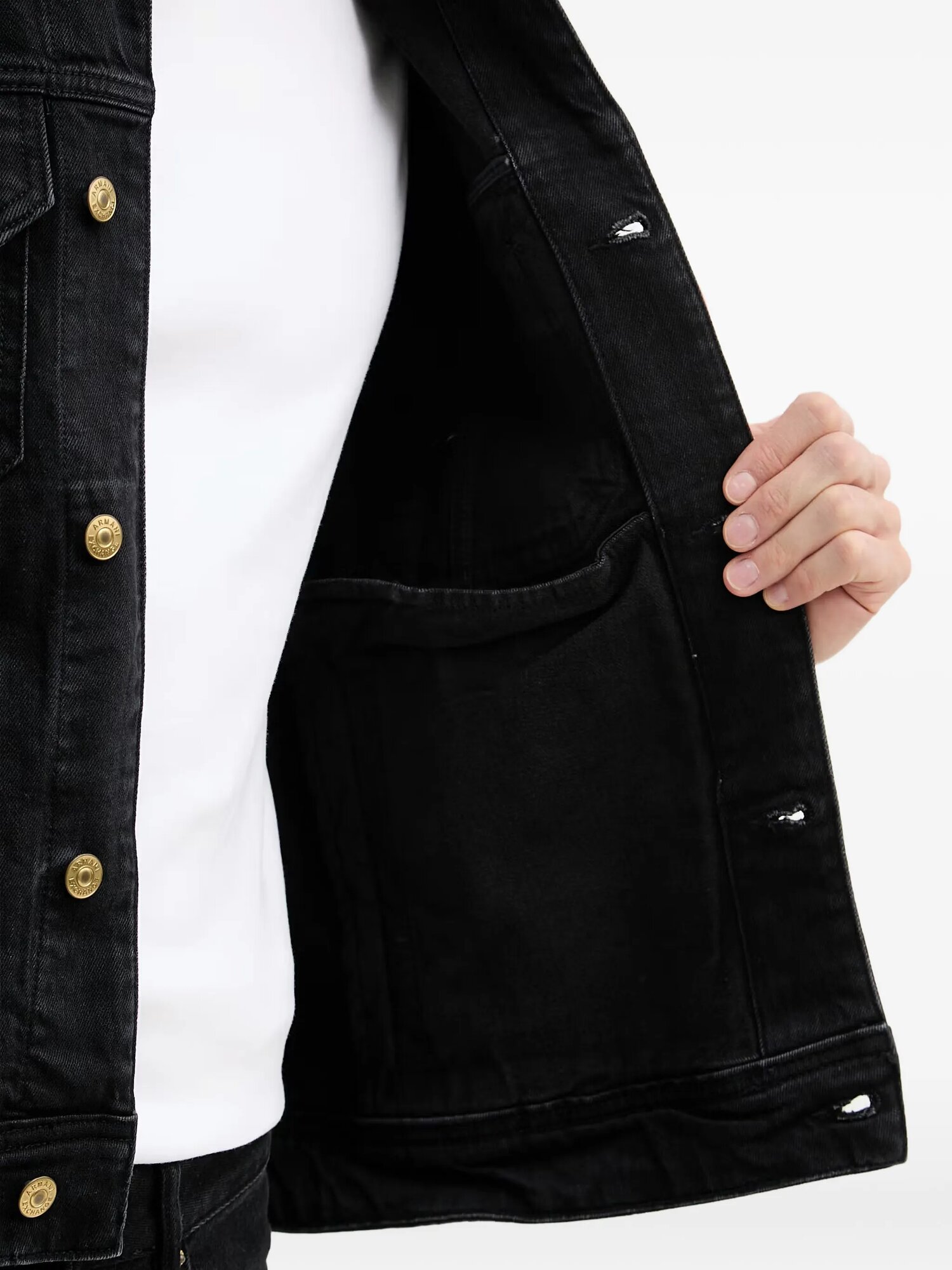 Куртка Armani Exchange Logo-patch denim jacket, размер 50, черный — фото 1