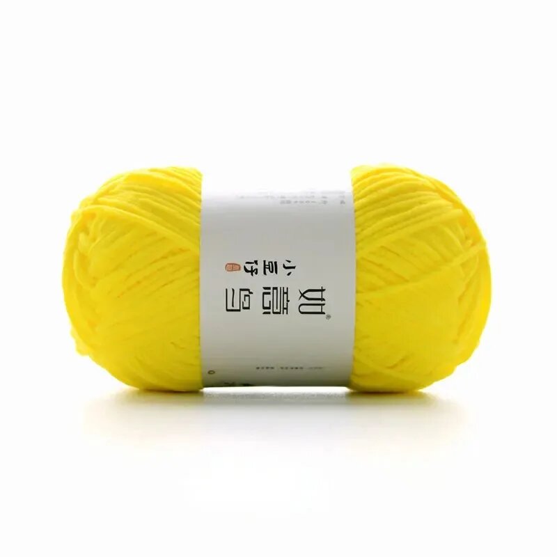 Полиэстерная пряжа Синель 2 мм, 50 г для вязания Светло-желтый, Color 28