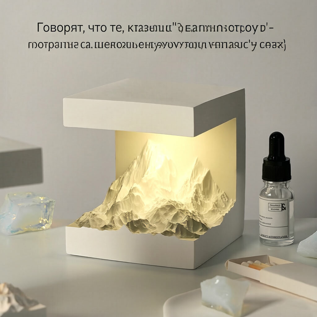 Та самая «Золотая гора»: аромалампа на камне + ночник с тёплым светом + эфирное масло. Стильный подарок для неё.