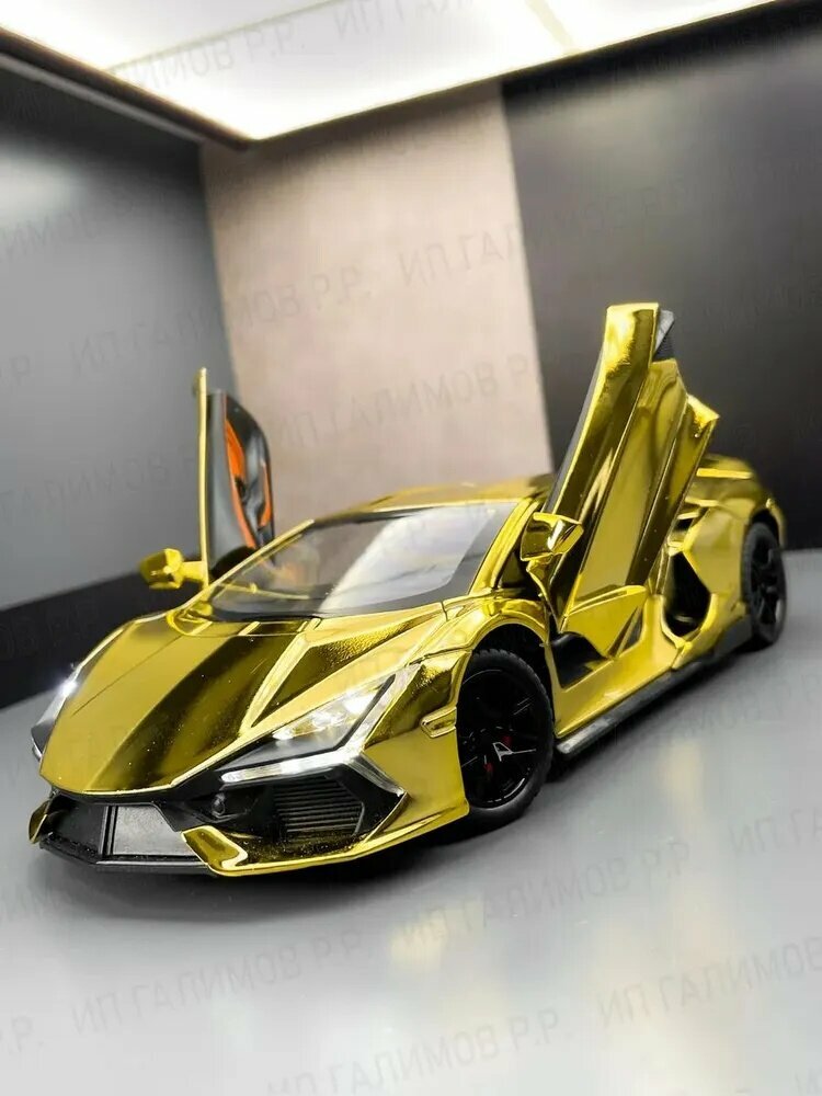 Коллекционная машинка игрушка металлическая Ламборджини Lamborghini для мальчиков масштабная модель 1:24 золотой