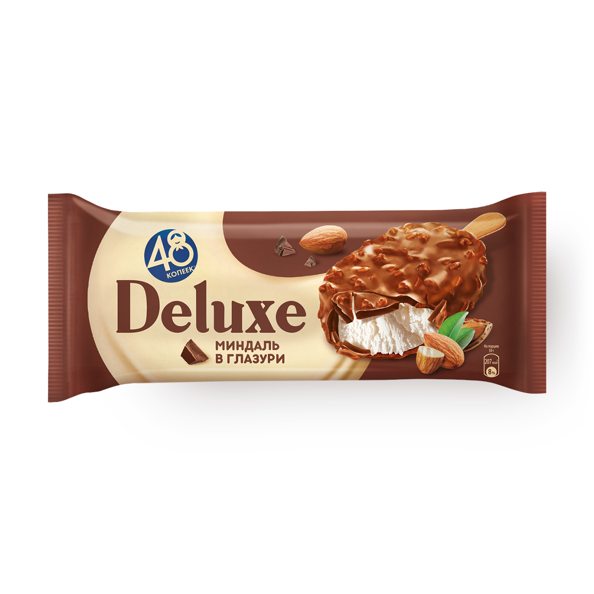 Мороженое Deluxe «48 копеек» миндаль в глазури эскимо