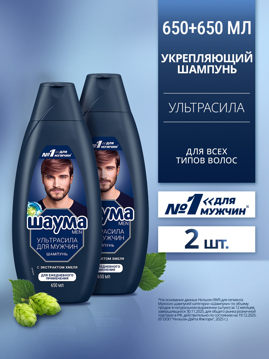 Шаума Шампунь для ежедневного применения мужской Ultra Сила, 2 шт х 650 мл (набор)