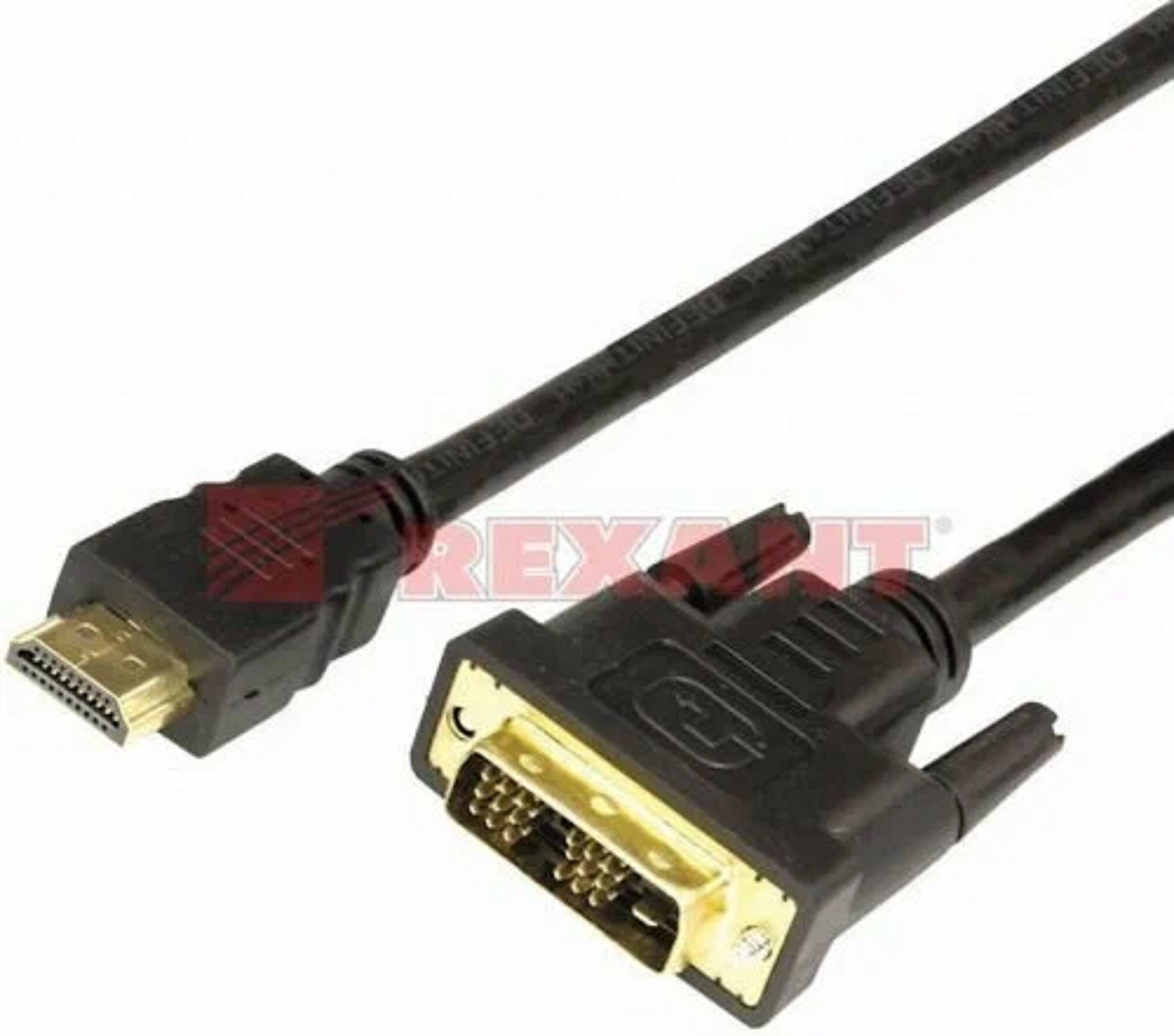 Кабель Rexant 17-6304 HDMI - DVI-D gold, 2м, с фильтрами, черный