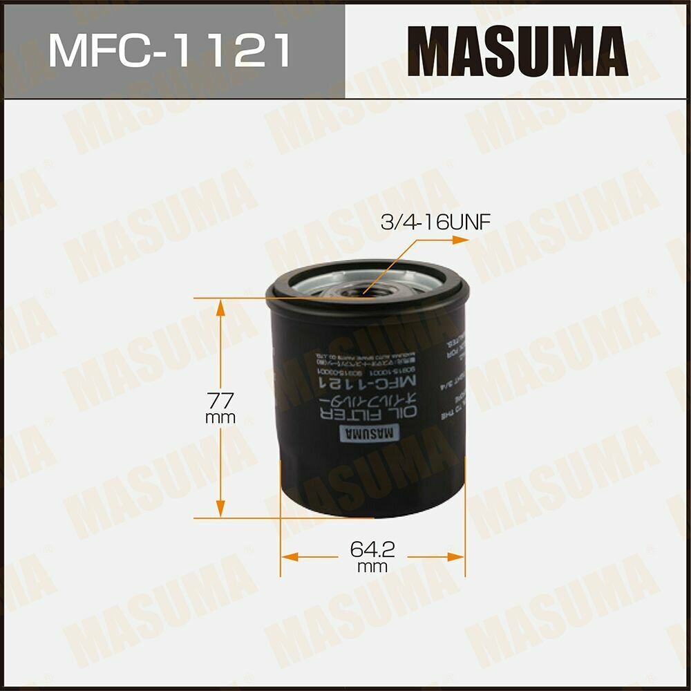 Фильтр масляный MASUMA MFC-1121 для DAIHATSU, GEELY, LIFAN, TOYOTA