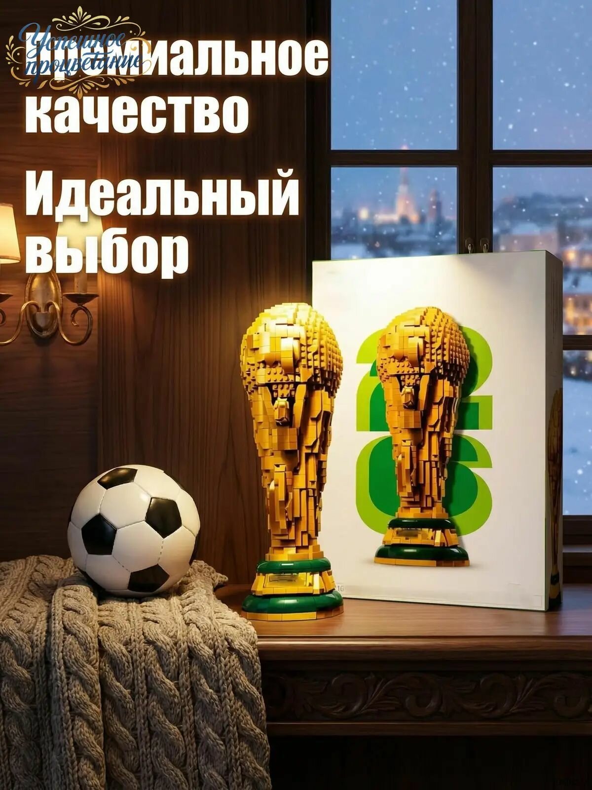 Эксклюзивный конструктор кубка мундиаля 2026, масштаб 1:1, 2842 элемента, совместимый с Лего кубок мира 2026 модель для сборки