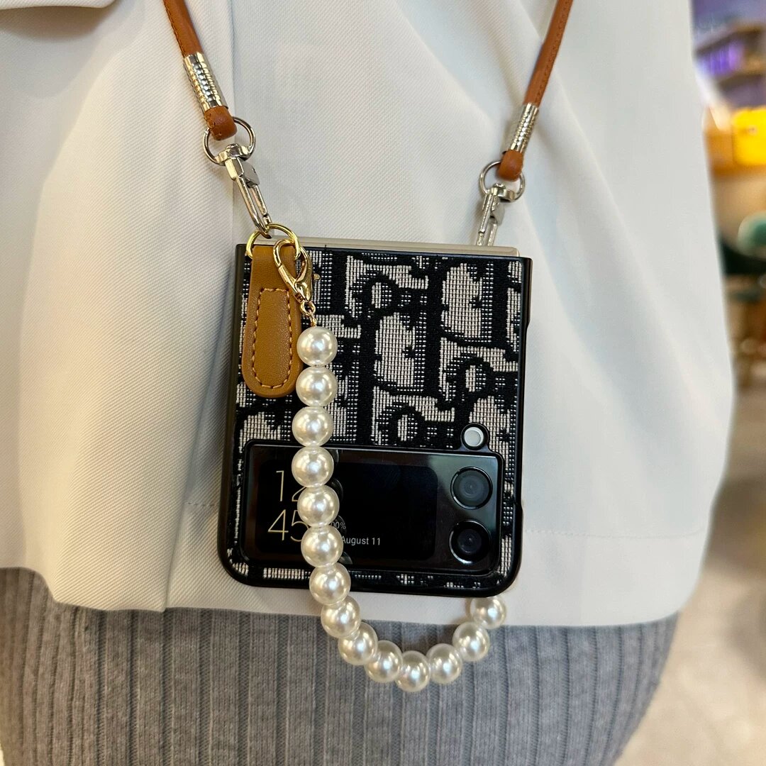 Чехол для Samsung Galaxy Z Flip 5 с браслетом и кроссбоди-ремнем для складного телефона