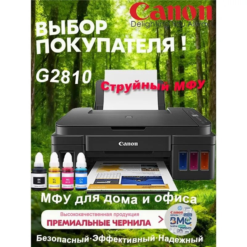 МФУ Canon PIXMA G2810 Струйное для дома и офиса, белый, черный матовый