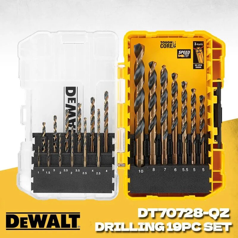 DEWALT DT70728-QZ Набор сверл по металлу 19 шт, 1-10 мм Принадлежности для инструментов