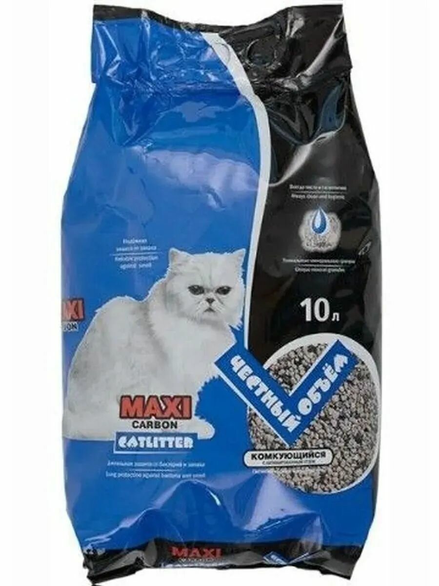 Наполнитель комкующийся Carbon Maxi с углем 10л