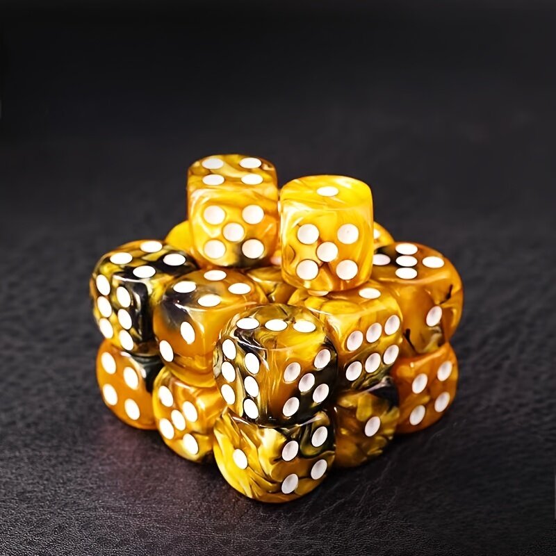 Игральные кости D6, набор из 20 двухцветных (желтый + черный)