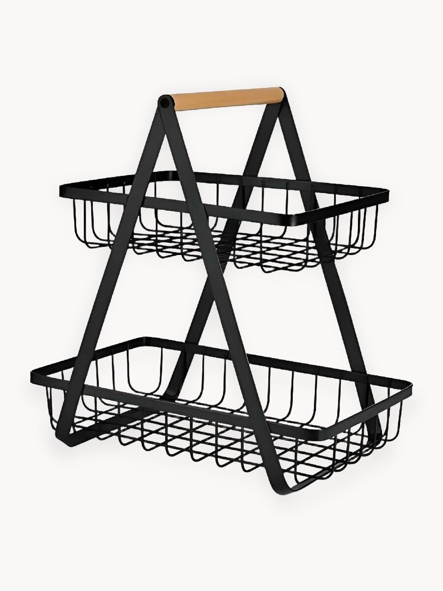 Ваза декоративная для фруктов, органайзер для хранения вещей Homium Kitchen, Family, черный (2 яруса)