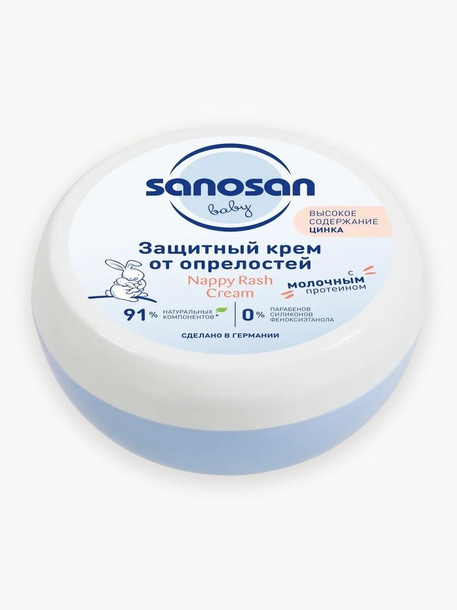 Крем от опрелостей под подгузник детский заживляющий защитный для ухода за кожей новорожденных младенцев малышей с пантенолом 150 мл Sanosan