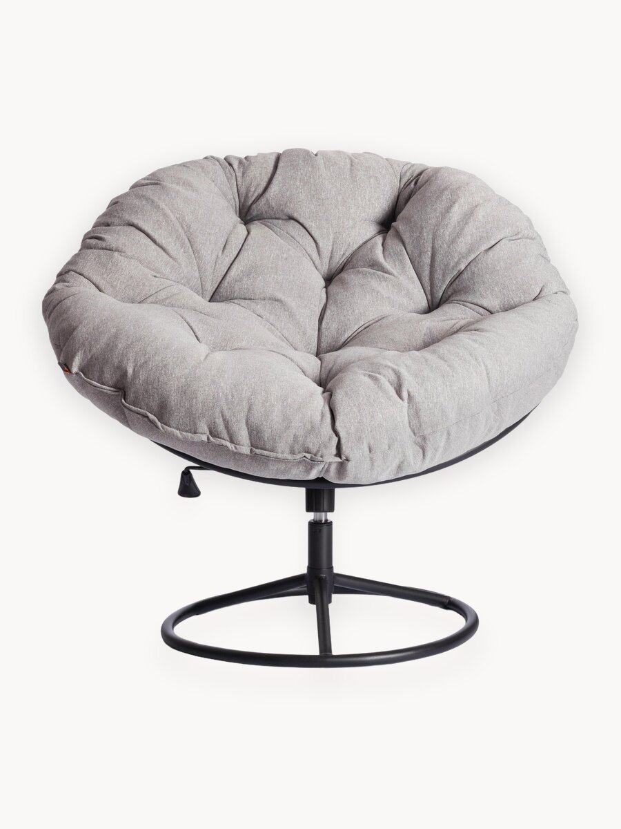 Кресло для отдыха TetChair CLOUDE HOME, Папасан, вращающееся, рогожка/металл, серо-бежевый