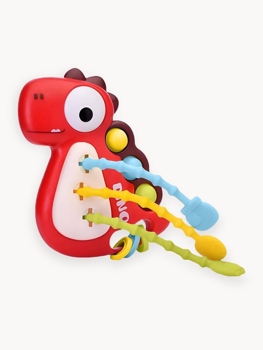 Прорезыватель-погремушка, игрушка тянучка сенсорная для новорожденного малыша ROXY-KIDS цвет красный