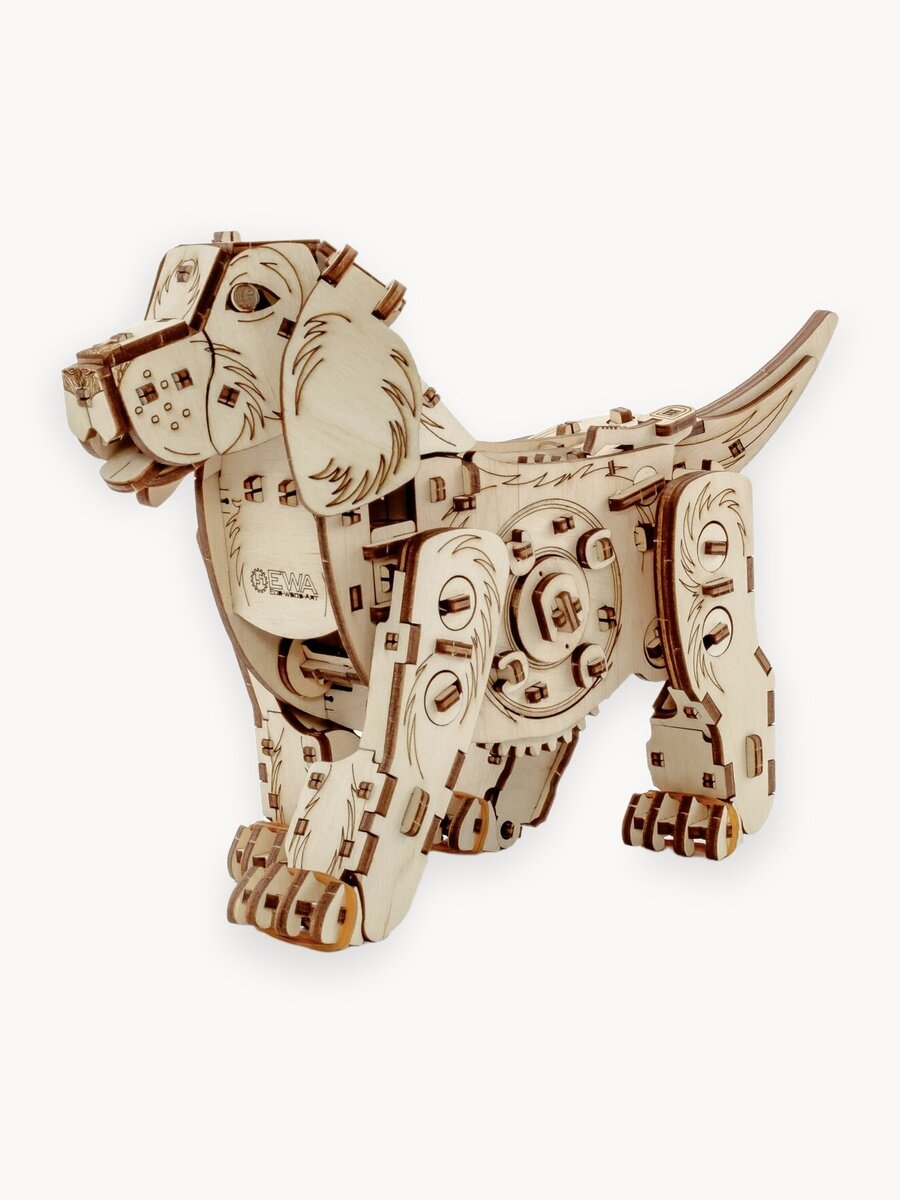 Деревянный конструктор 3D, сборная модель EWA Механический Щенок, Собака