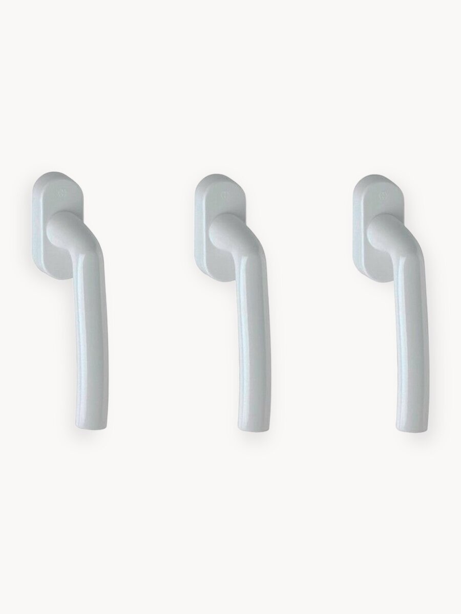 Ручка оконная металлическая, белая. Ручка для окон ПВХ. Комплект - 3 шт.