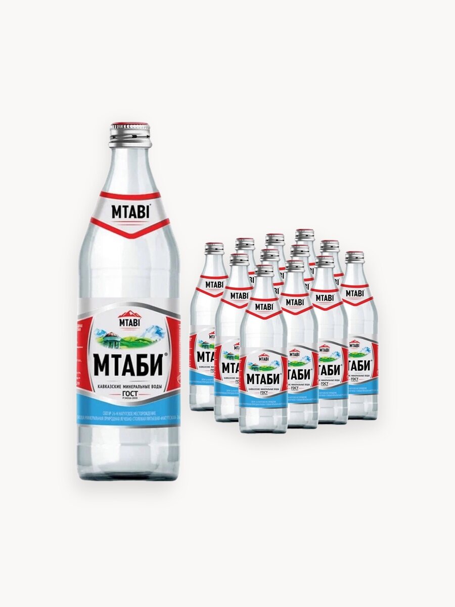 Вода минеральная Мтаби лечебно-столовая 0,45 л х 12 шт, газированная, стекло