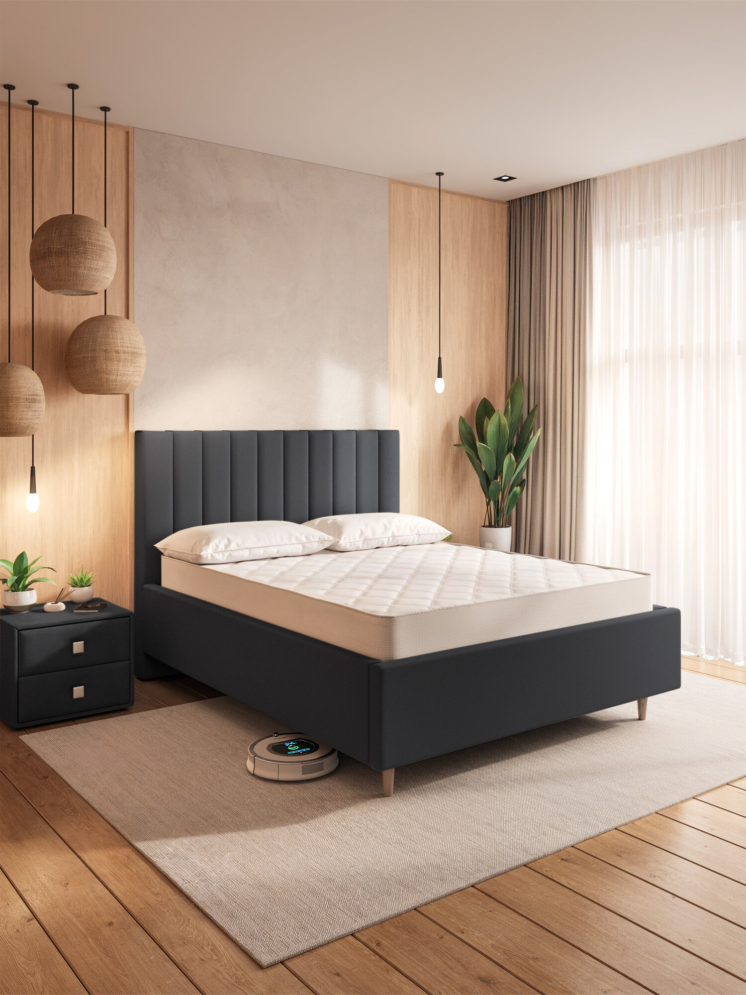 Кровать двуспальная 180х200 с подъемным механизмом, Марсель с мягким изголовьем для дома и спальни, ортопедическое основание, ящик для белья