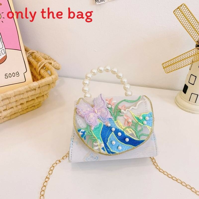 Дизайнерская сумка через плечо китайский стиль девочка принцесса жемчуг цепочка для детей мода и хранение розовая бабочка