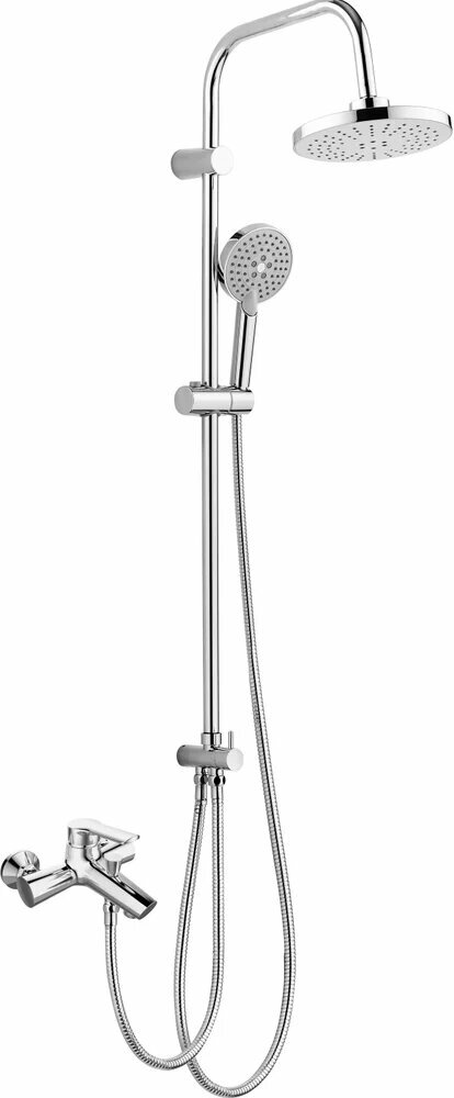 Душевая стойка Orange Tony Tony M54-933cr со смесителем, хром, глянцевая, душевая система с тропическим душем, с изливом, с девиатором, с лейкой, латунная