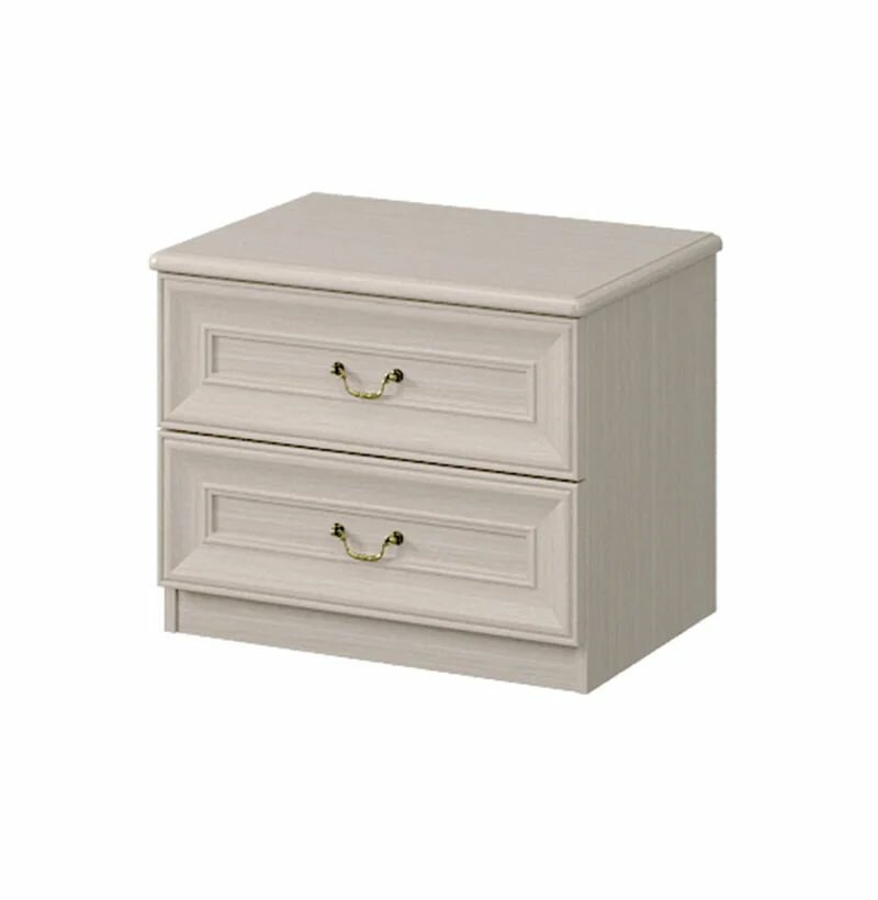 Тумба Фабрика хорошей мебели "Офелия", прикроватная, 2 ящика, беленый дуб, белая