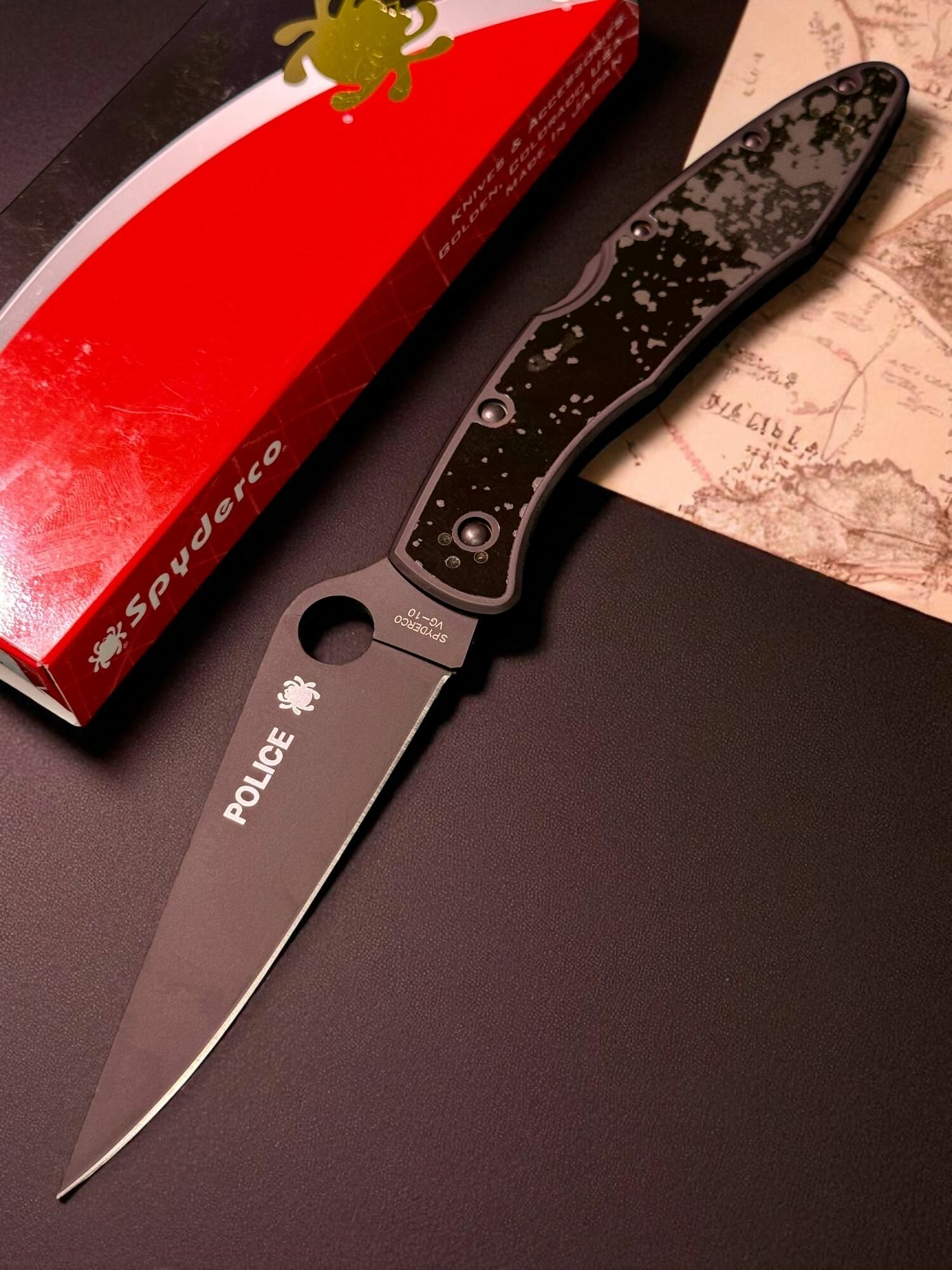 Нож складной Spyderco SC07BKP Police, Black Blade, Black Handle