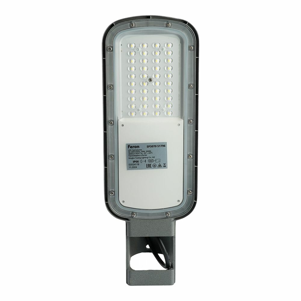 Уличный светодиодный светильник FERON 30W 5000K AC90-300V/ 50Hz цвет серый (IP66), SP3070