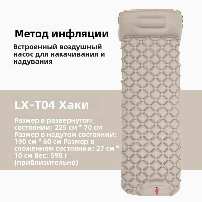 Надувной матрас со встроенным насосом, TPU влагостойкий, быстрая накачка, для дома и улицы