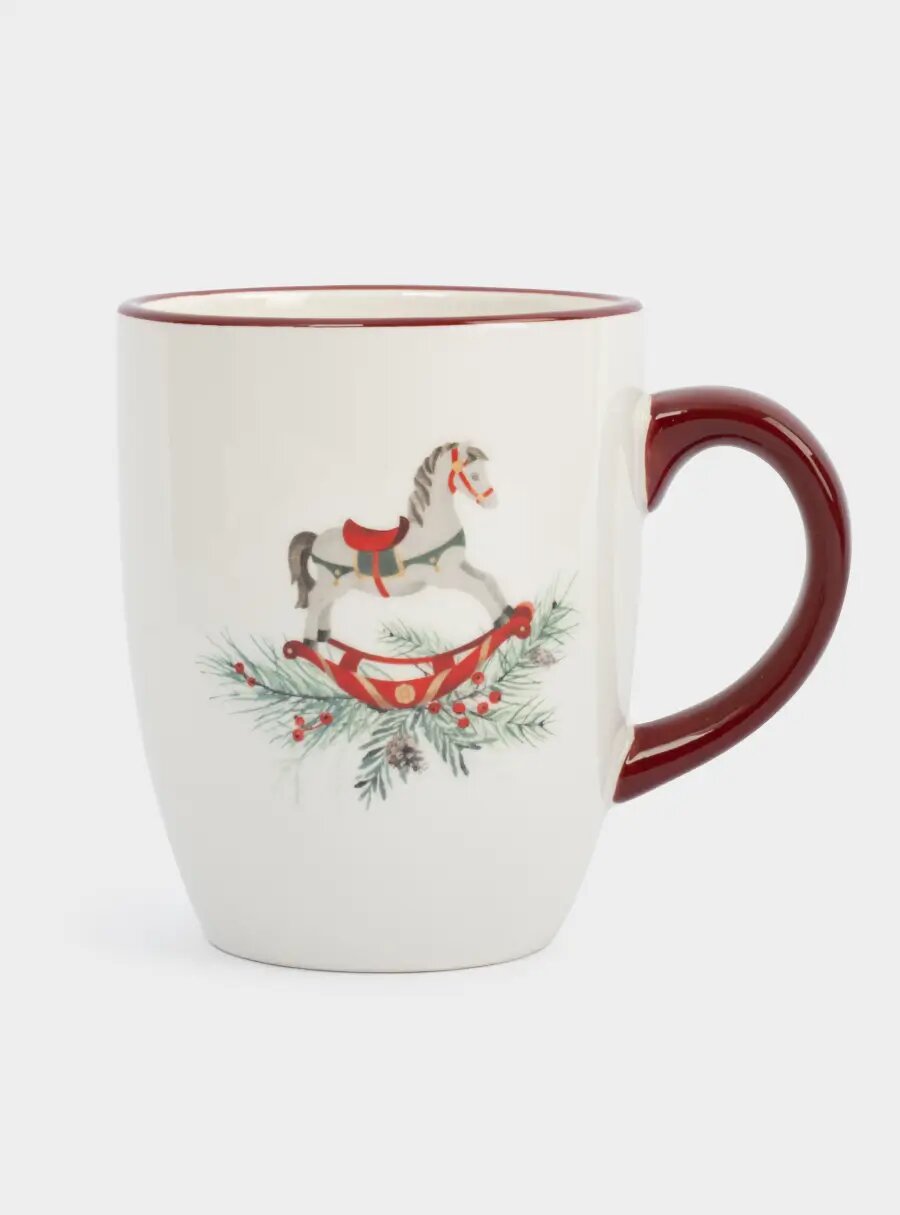 Кружка, 330 мл, керамика D, красная, Лошадка, Festival