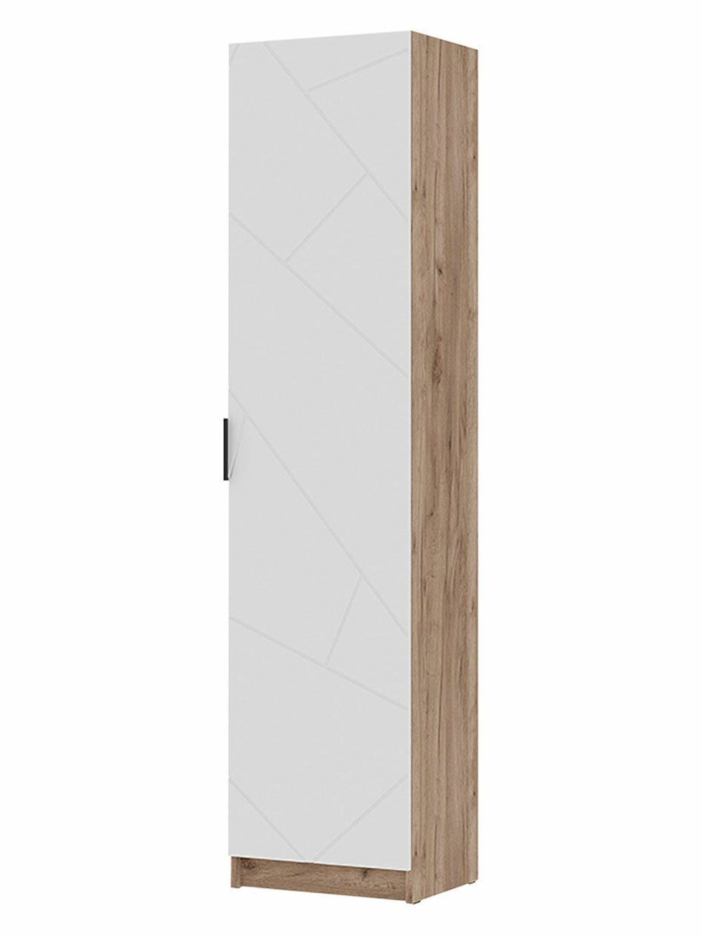 Распашной шкаф для одежды и хранения вещей Орегон с полками, со штангой, 50х40х210 см, Дуб Крафт табачный, ЛДСП / Белый супермат, МДФ