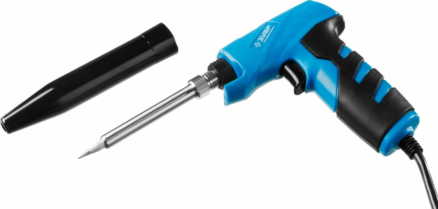 Электропаяльник ЗУБР турбо, 30/130 Вт, конус, керамический нагреватель, пистолетная рукоятка 55408_z01