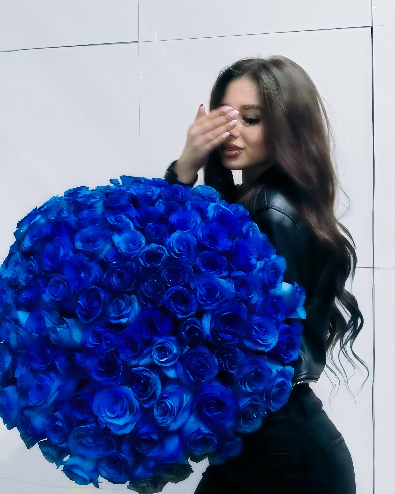 Букет из синих роз 101 шт, роскошный букет цветов, шикарный, премиум цветы, премиум букет
