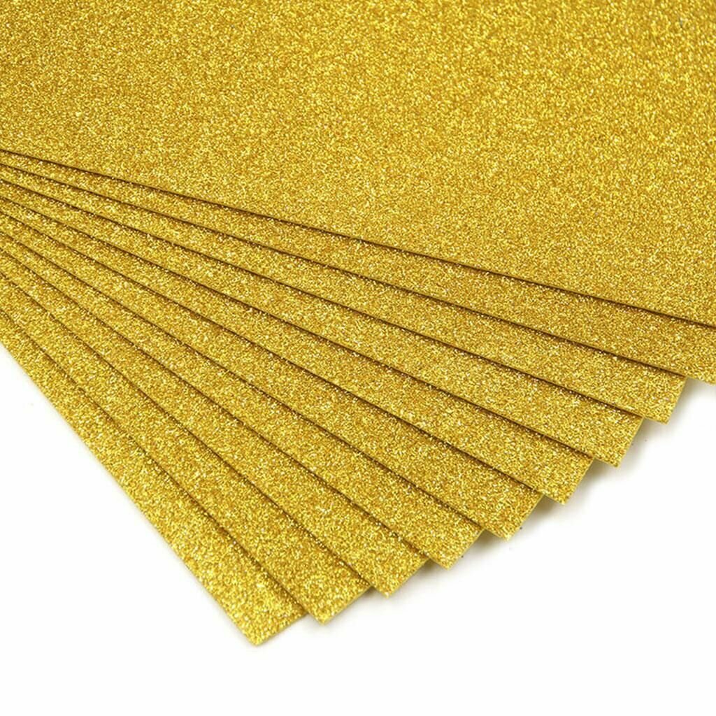 1 упаковка из 10 штук, блестящая губчатая бумага формата А4 без клея-золотистая