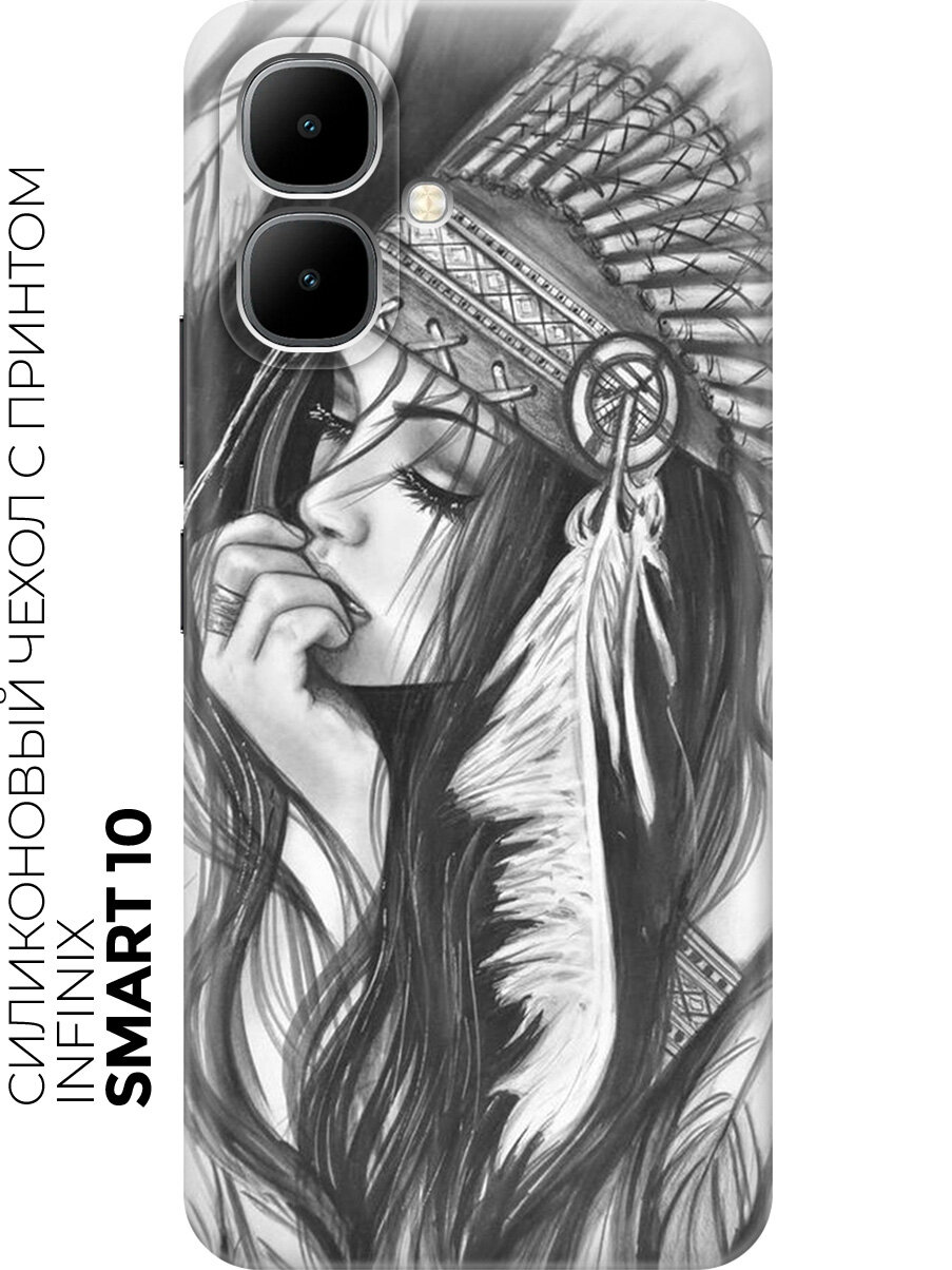 Силиконовый чехол на Infinix Smart 10 с принтом "Эскиз девушки"