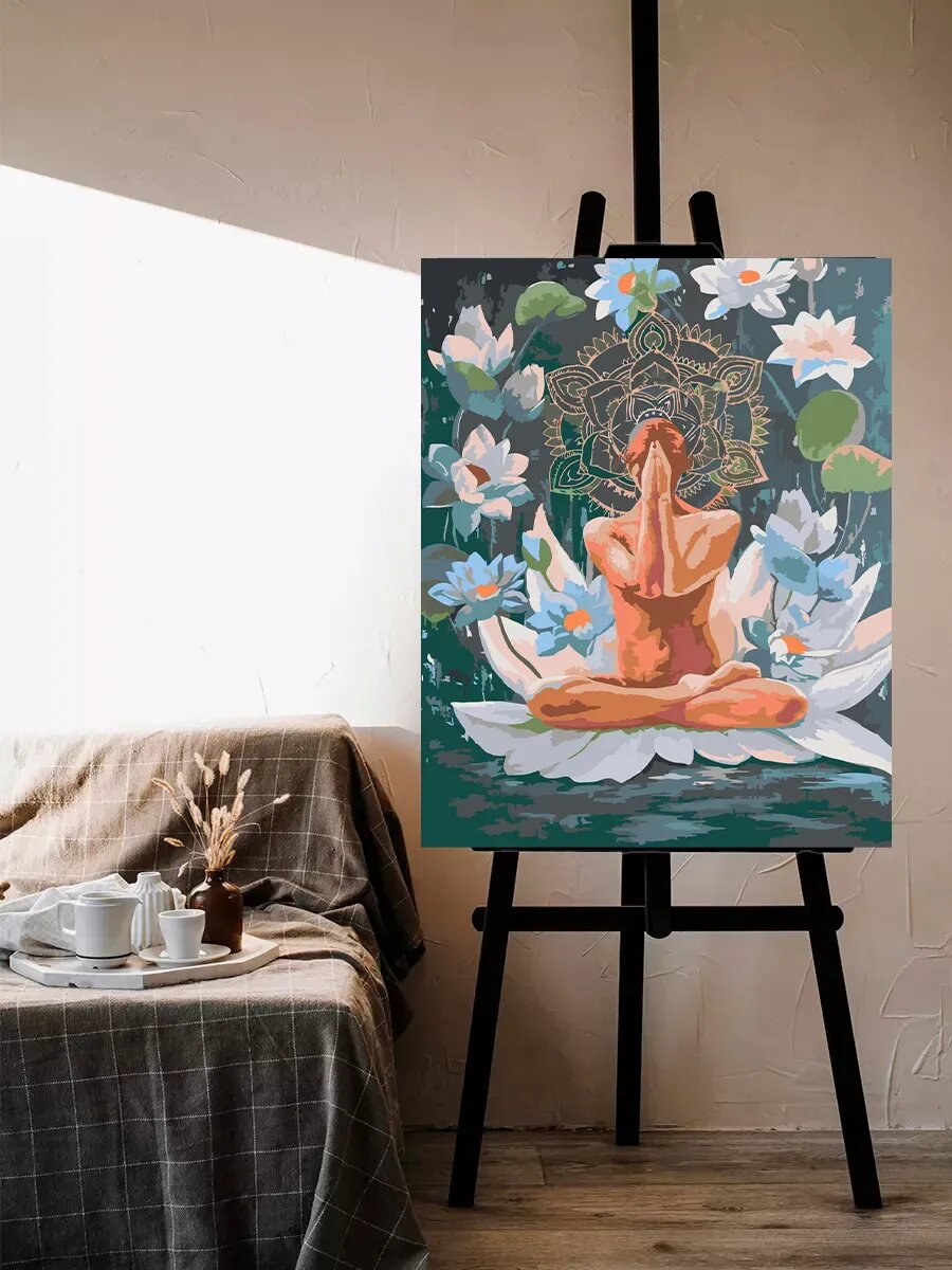 Картина по номерам Живопись Йога Поза Лотоса Девушка