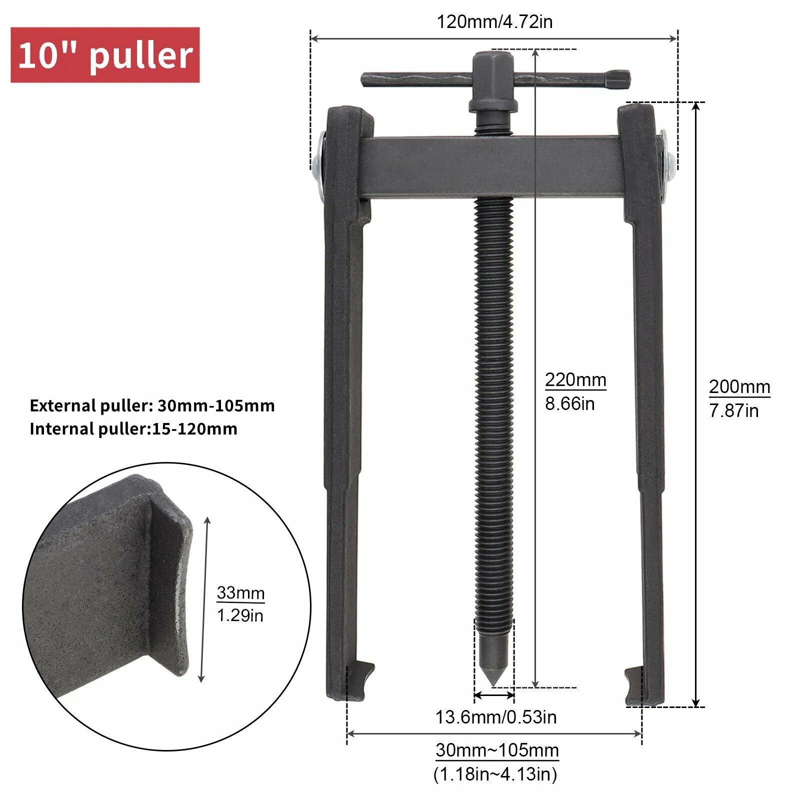 3/4/6/8/10 дюймов 2-кулачковый съемник, инструмент для снятия подшипников, регулируемый автомобильный съемник внутреннего внешнего подшипника, экстрактор, инструмент для авторемонта, 10 inch