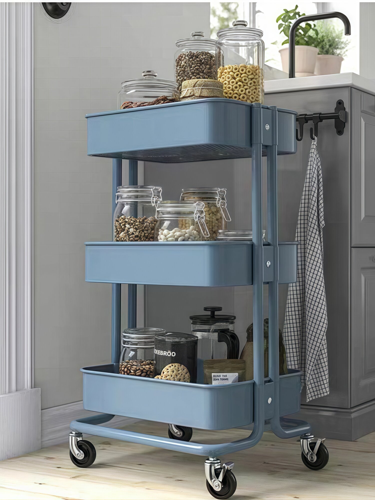 IKEA RASKOG, Этажерка на колесиках, тележка 3 яруса, 28*38*61 см