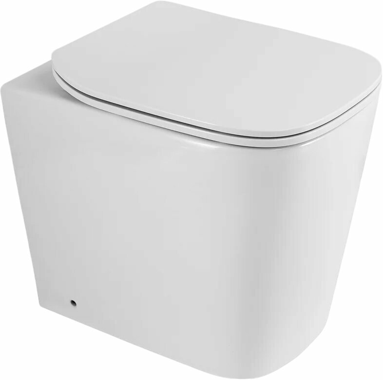 Унитаз приставной напольный BelBagno Albano BB120CBR с микролифтом, безободковый, без бачка, антивсплеск, фарфоровый, белый, глянцевый, прямоугольный, сиденье для унитаза в комплекте