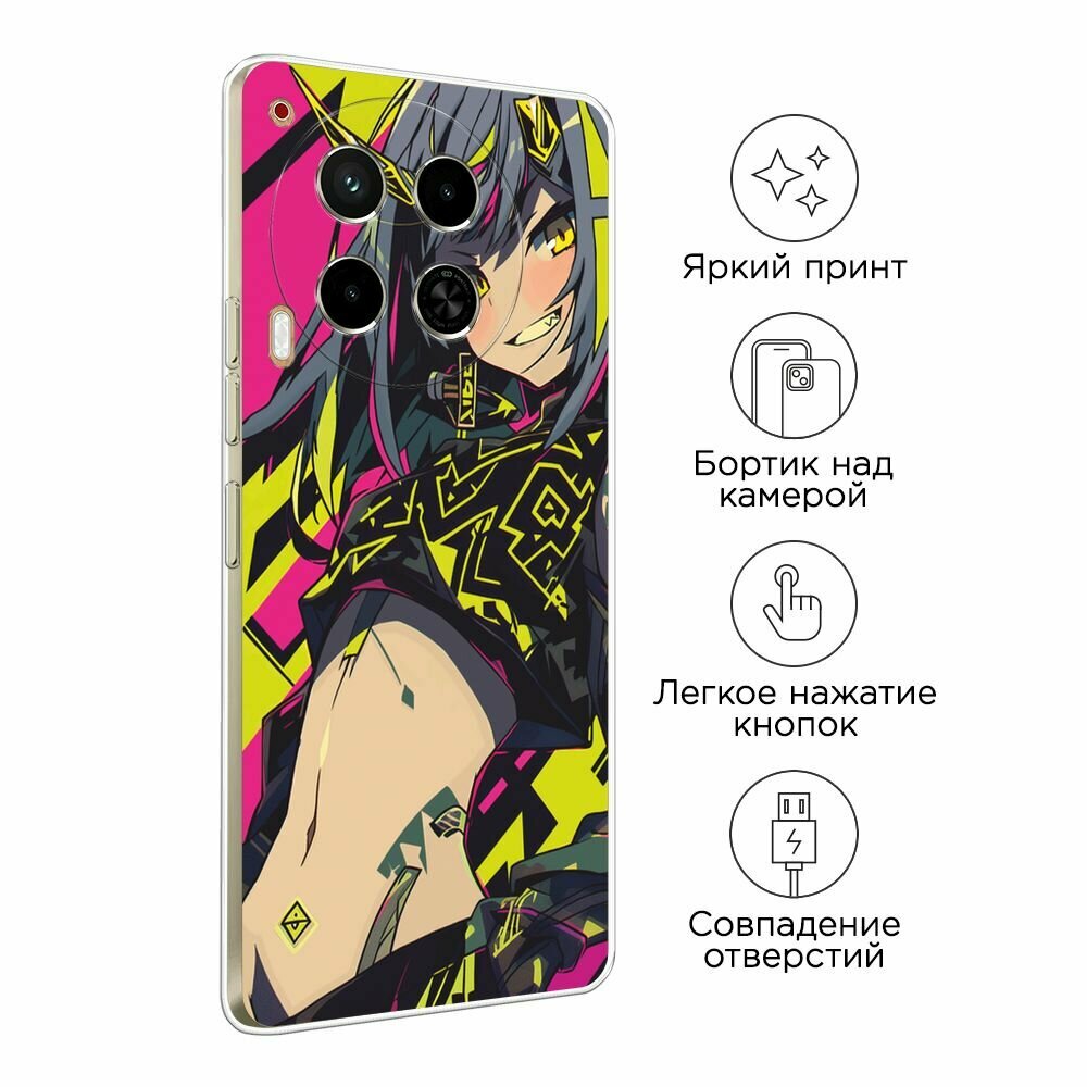 Чехол на Tecno Camon 30 4G / Текно Камон 30 4G с принтом "Девушка в кибер костюме" — фото 1