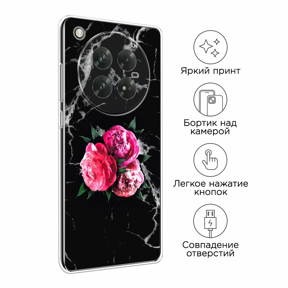 Чехол на Infinix Zero 40 5G / Инфиникс Зеро 40 5G с принтом "Букет на черном мраморе" — фото 1